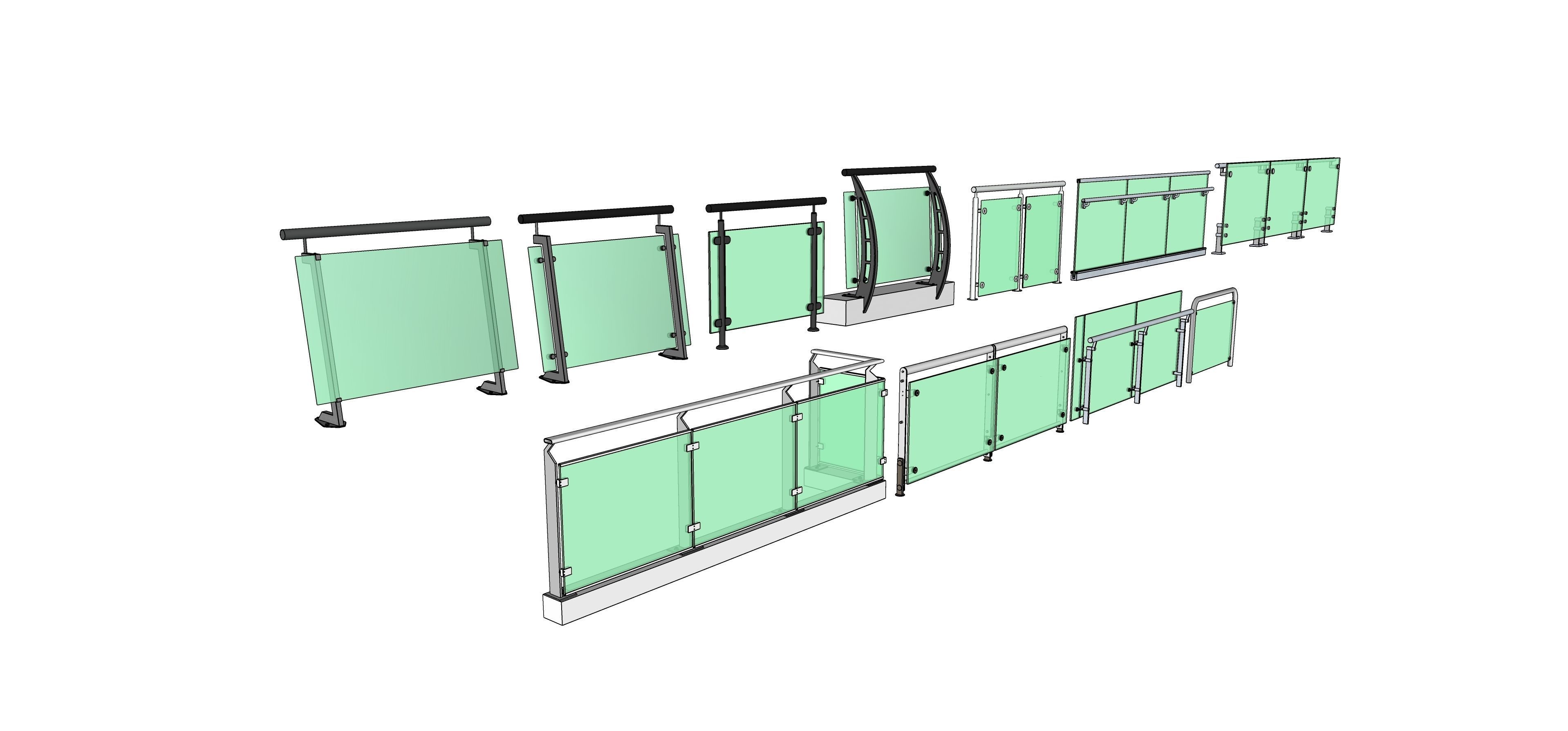Stainless steel glass railing Balcony 3D model | CGTrader