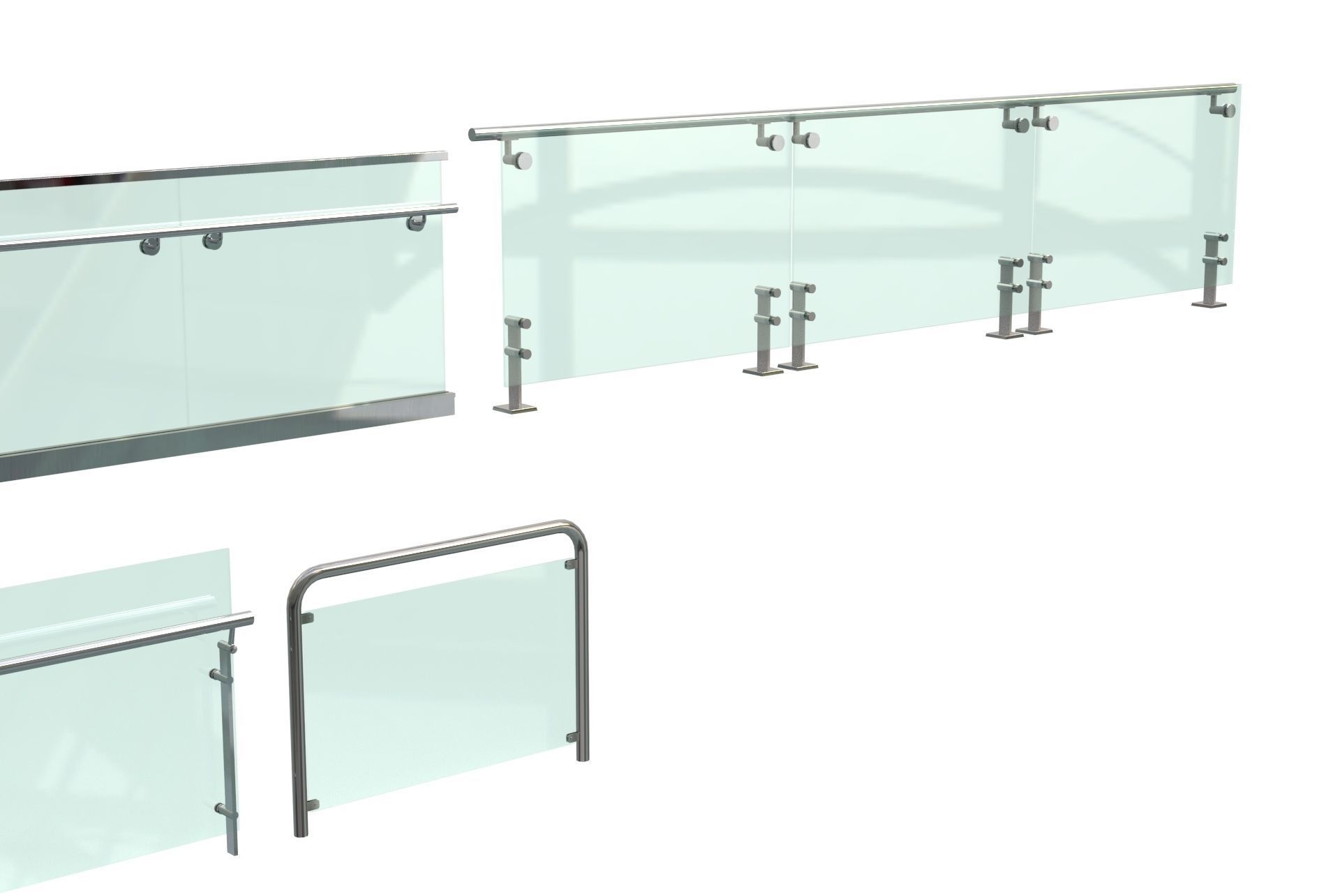 Stainless steel glass railing Balcony 3D model | CGTrader