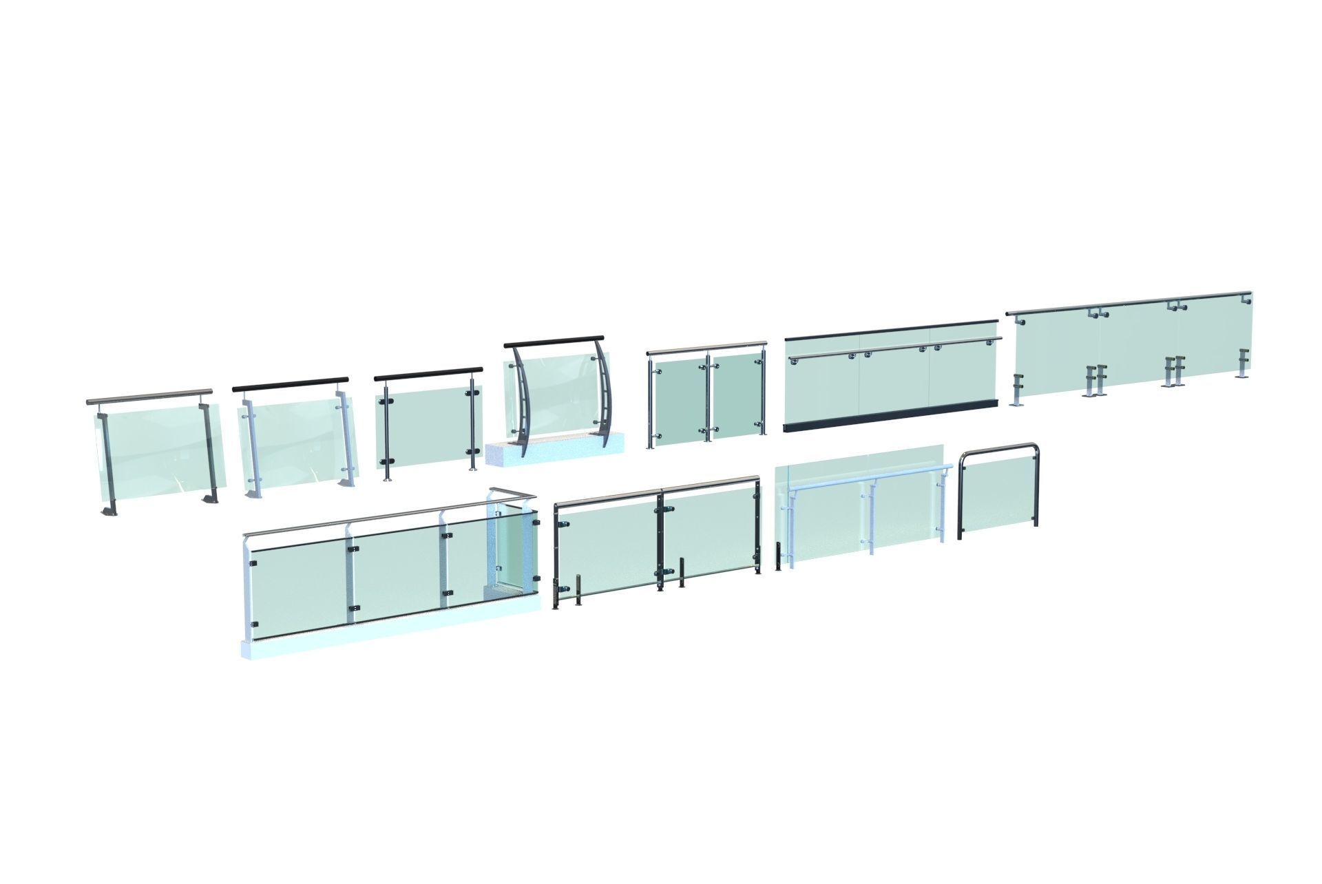 Stainless steel glass railing Balcony 3D model | CGTrader