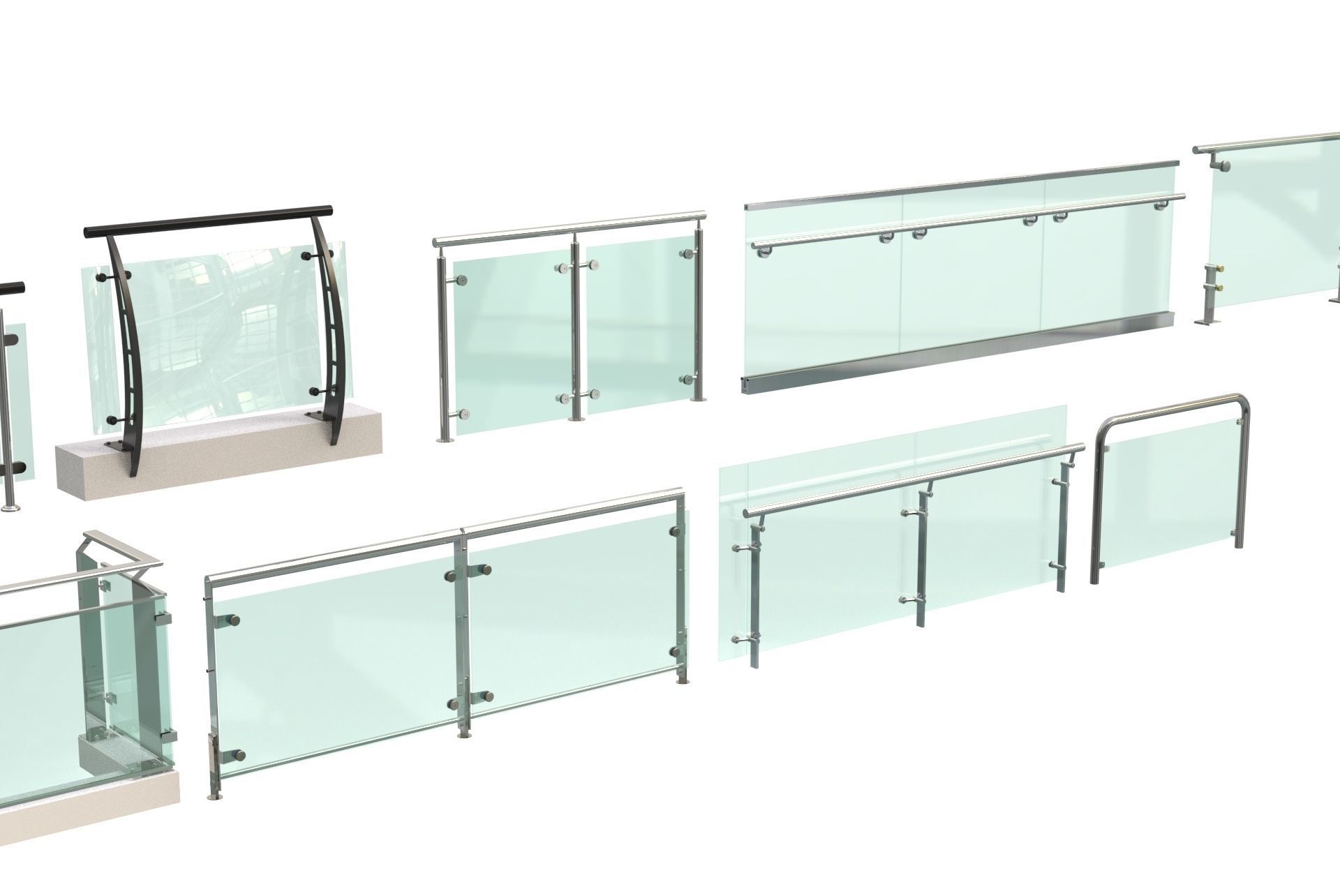 Stainless steel glass railing Balcony 3D model | CGTrader