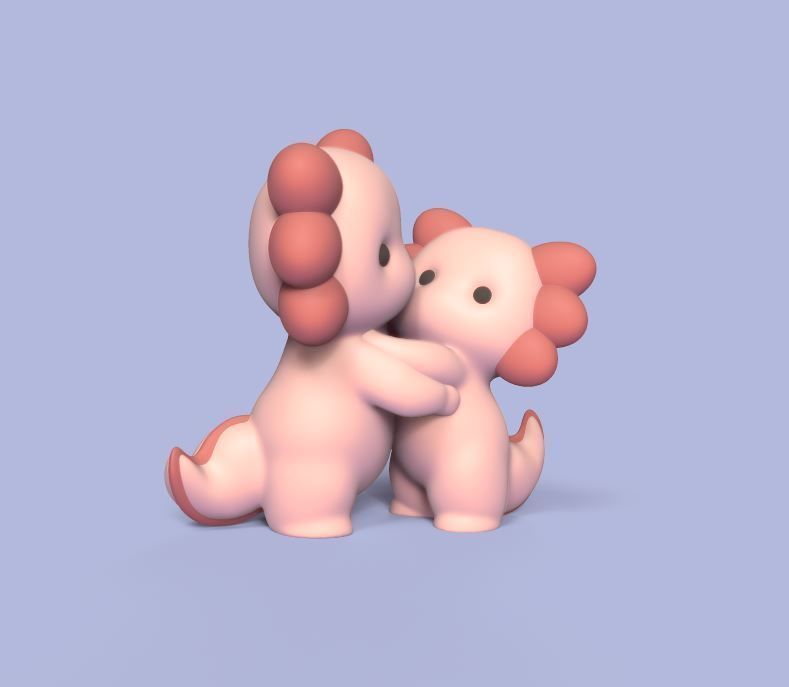 Axolotl Hug 3D model 3D printable | CGTrader