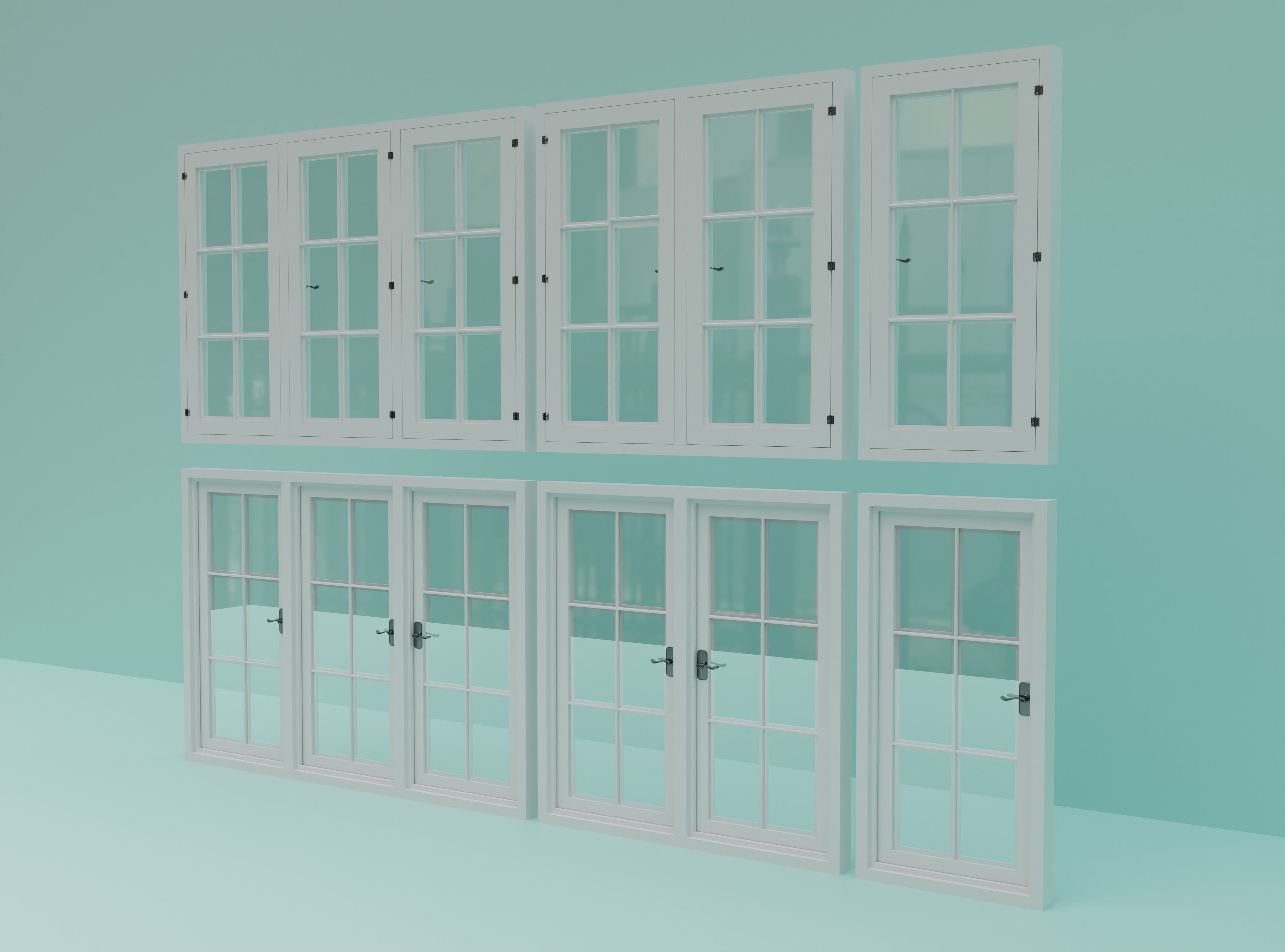 Window Set - 01 - Single Leaf - Double Leaf - Triple Leaf 3D model | CGTrader