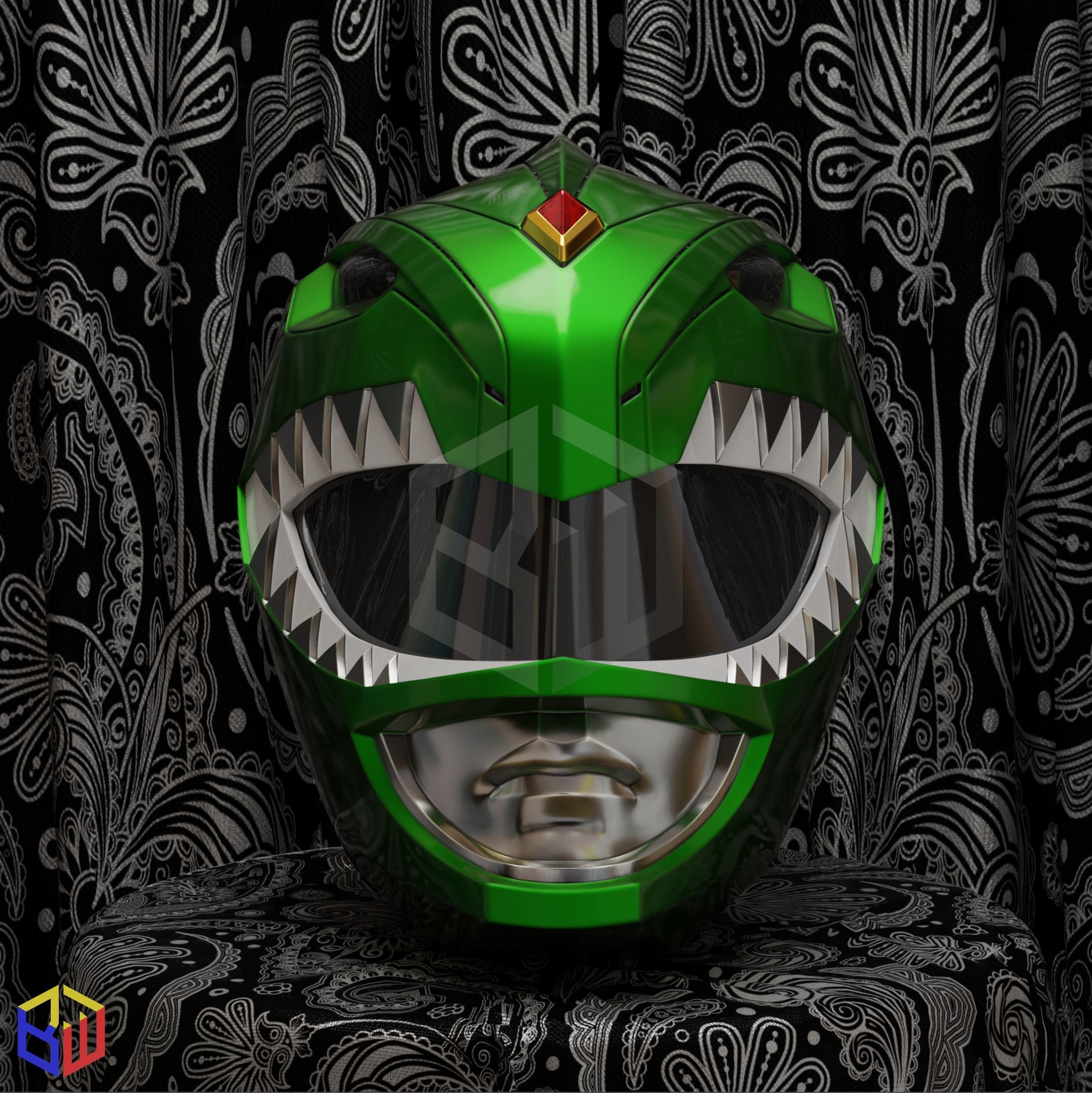 Tommy Oliver MMPR Green Ranger Helmet 3D model 3D printable | CGTrader