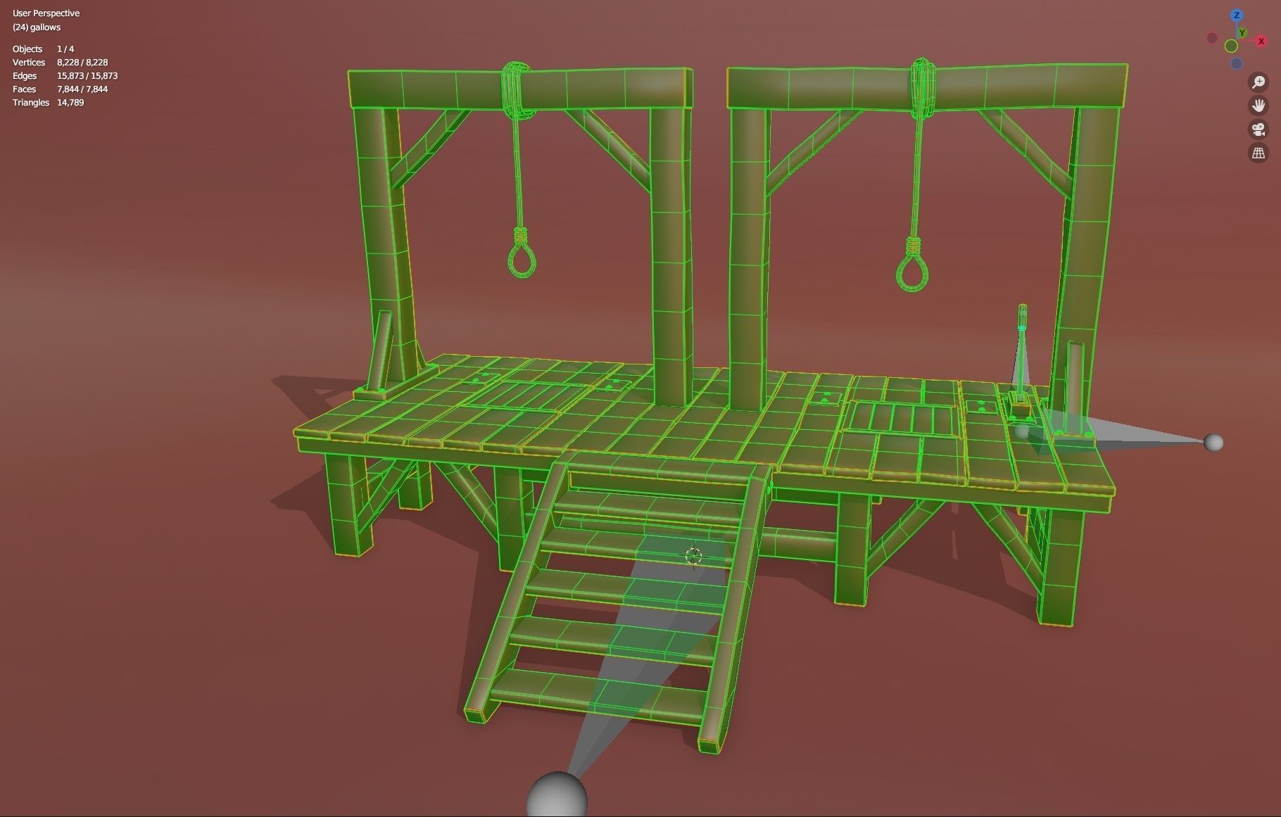 3D model Gallows UE5 game ready with collision mesh VR / AR / low-poly ...