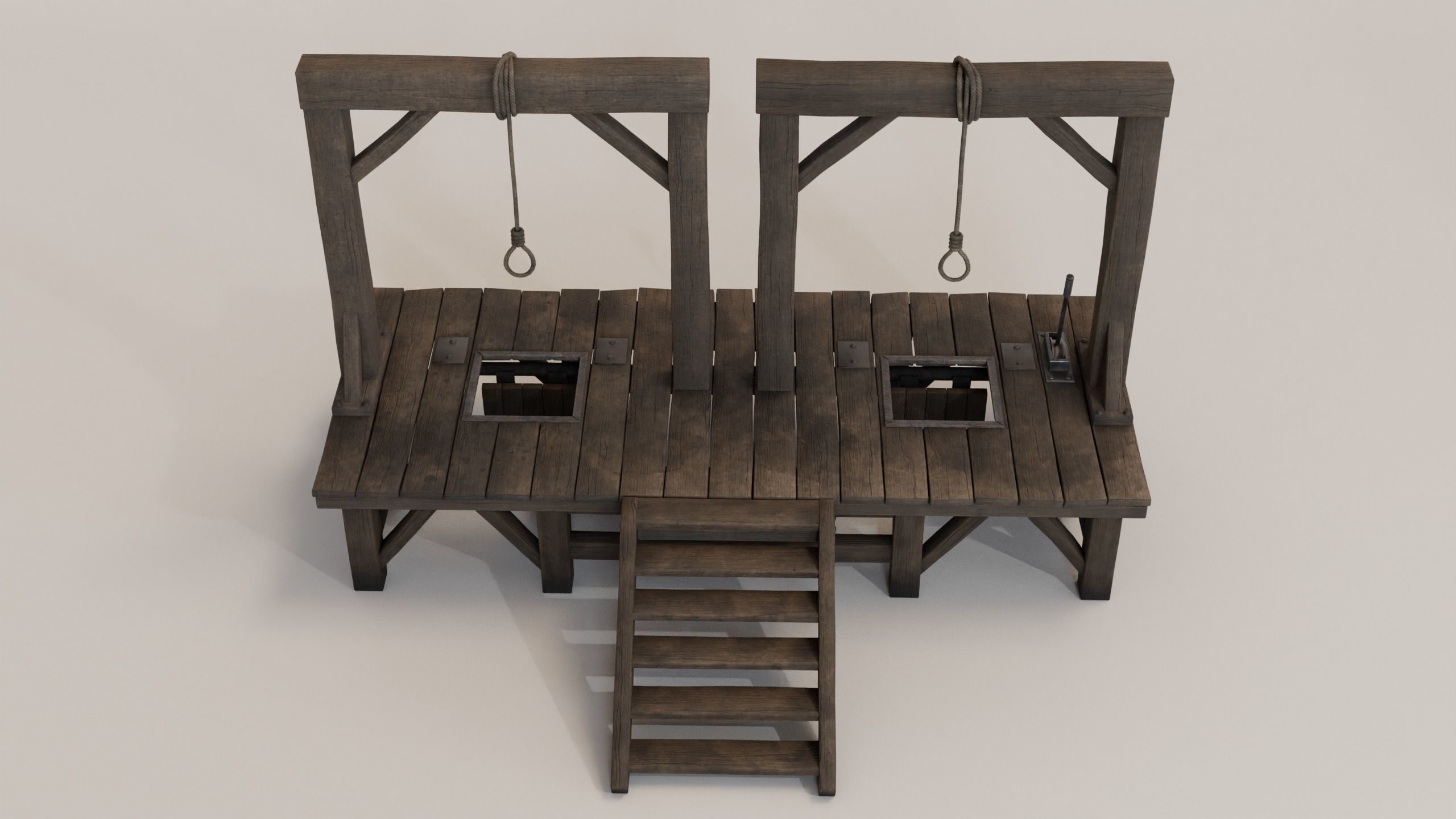3D model Gallows UE5 game ready with collision mesh VR / AR / low-poly ...