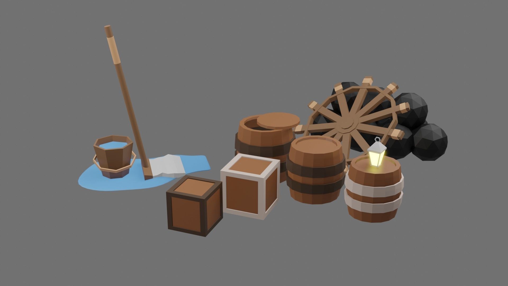 3D model Pirate Ship Items VR / AR / low-poly | CGTrader