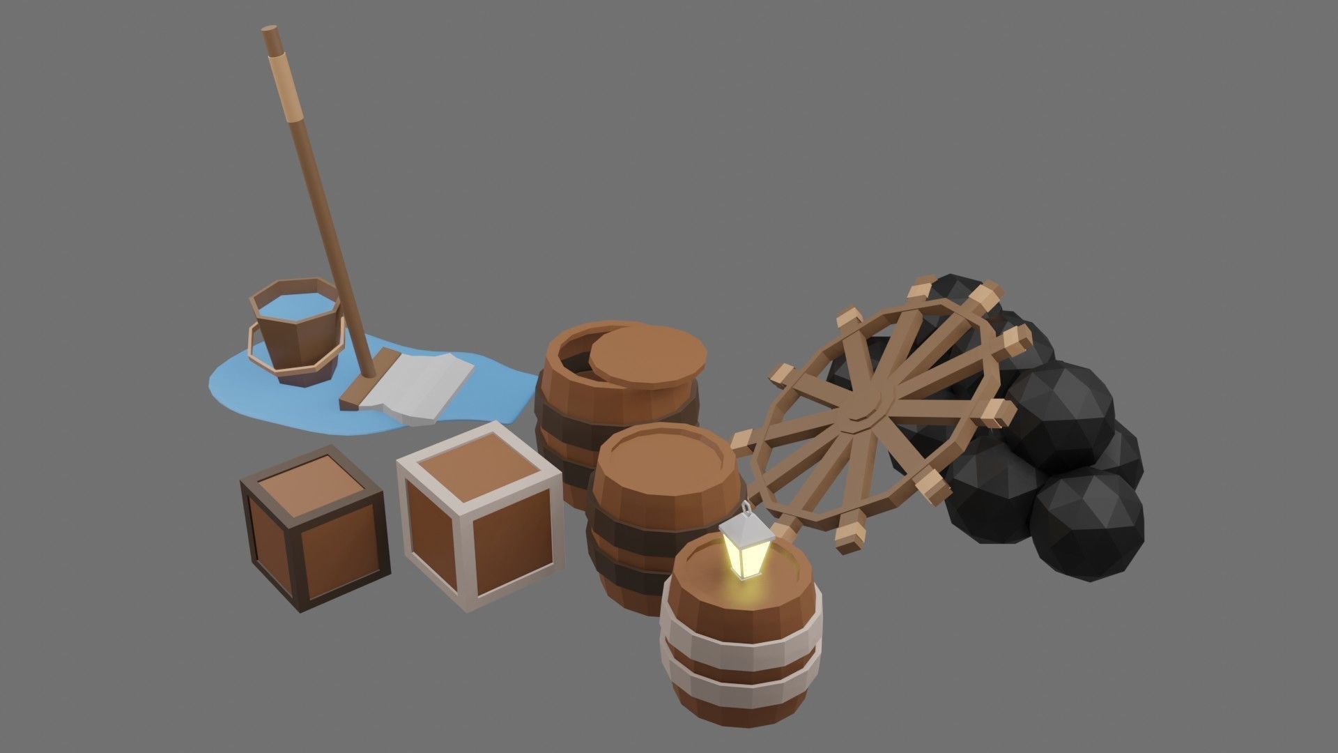 3D model Pirate Ship Items VR / AR / low-poly | CGTrader