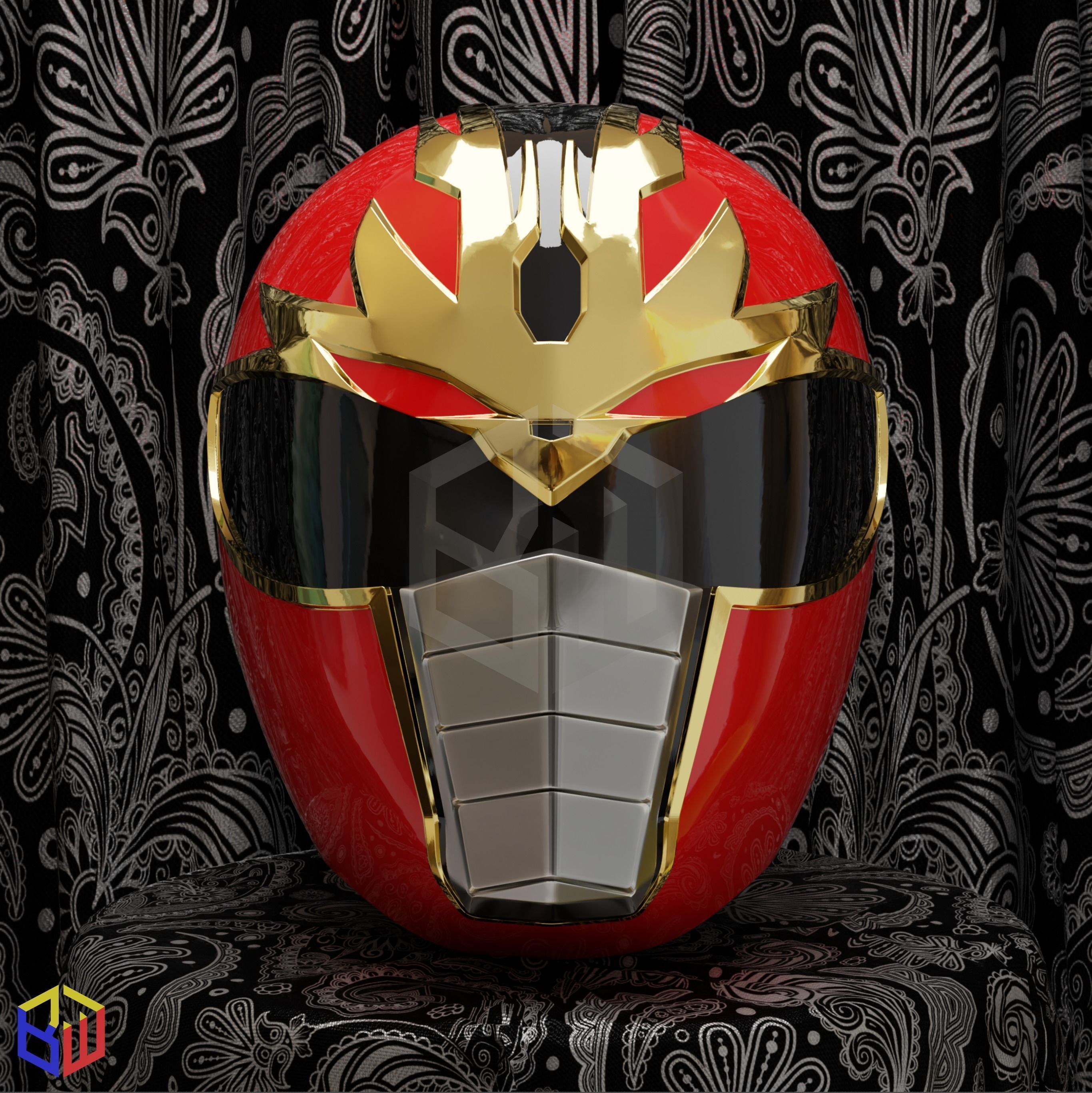 Power Rangers Squadron Red Ranger Helmet 3D model 3D printable | CGTrader