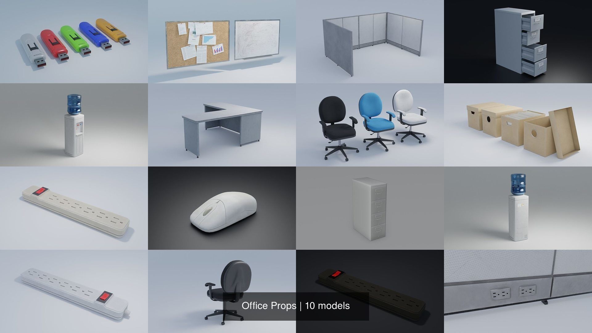 3D Model Collection Office Props VR / AR / low-poly | CGTrader