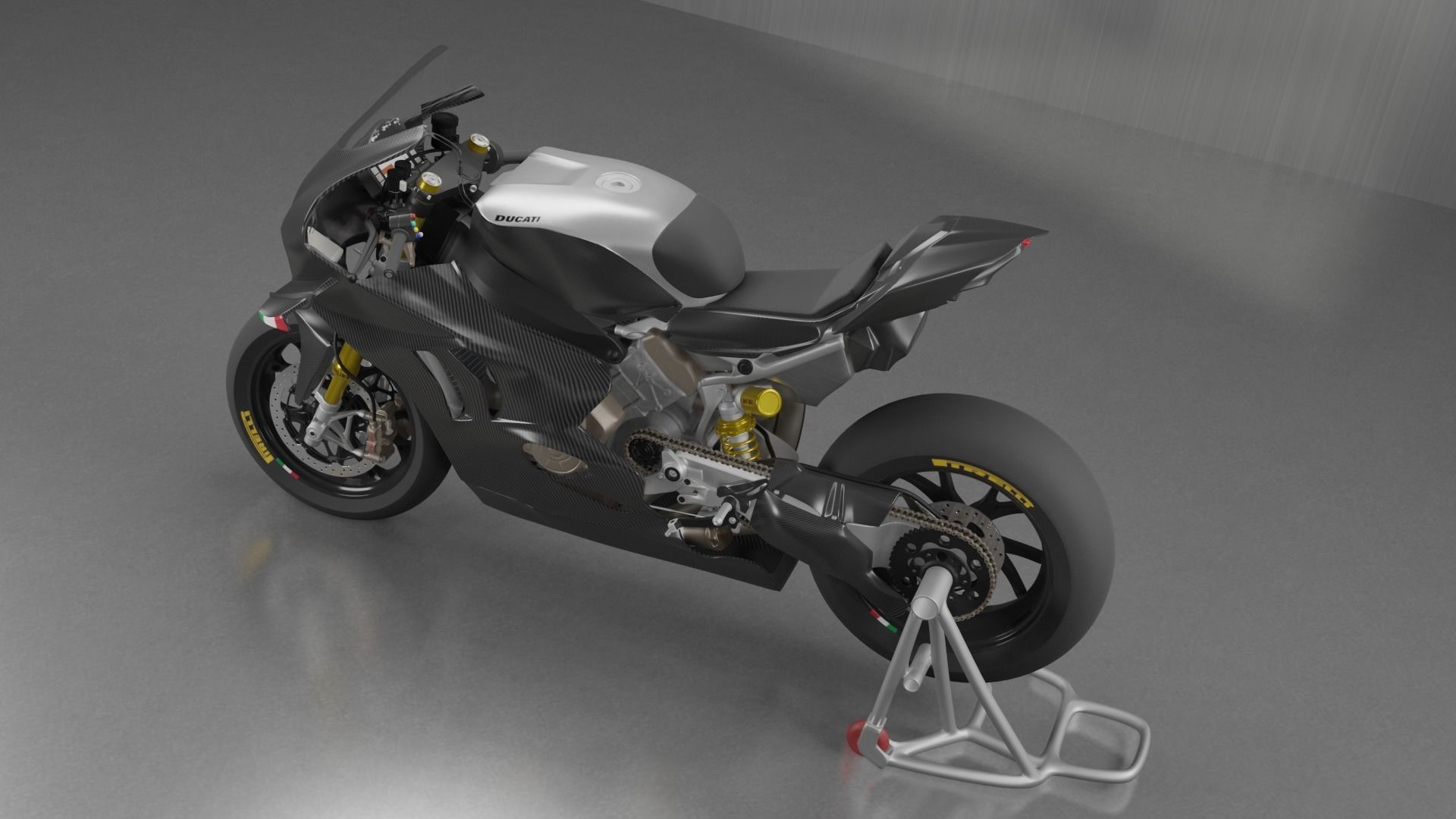 3D model DUCATI PANIGALE V4 WSBK 2019 FULL CARBON VR / AR / low-poly ...