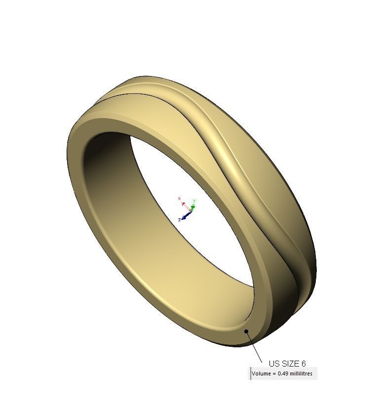 Curved groove fashion cigar band US sizes 6to9 3D model 3D printable ...