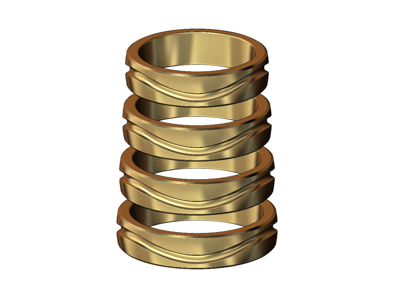 Curved groove fashion cigar band US sizes 6to9 3D model 3D printable ...