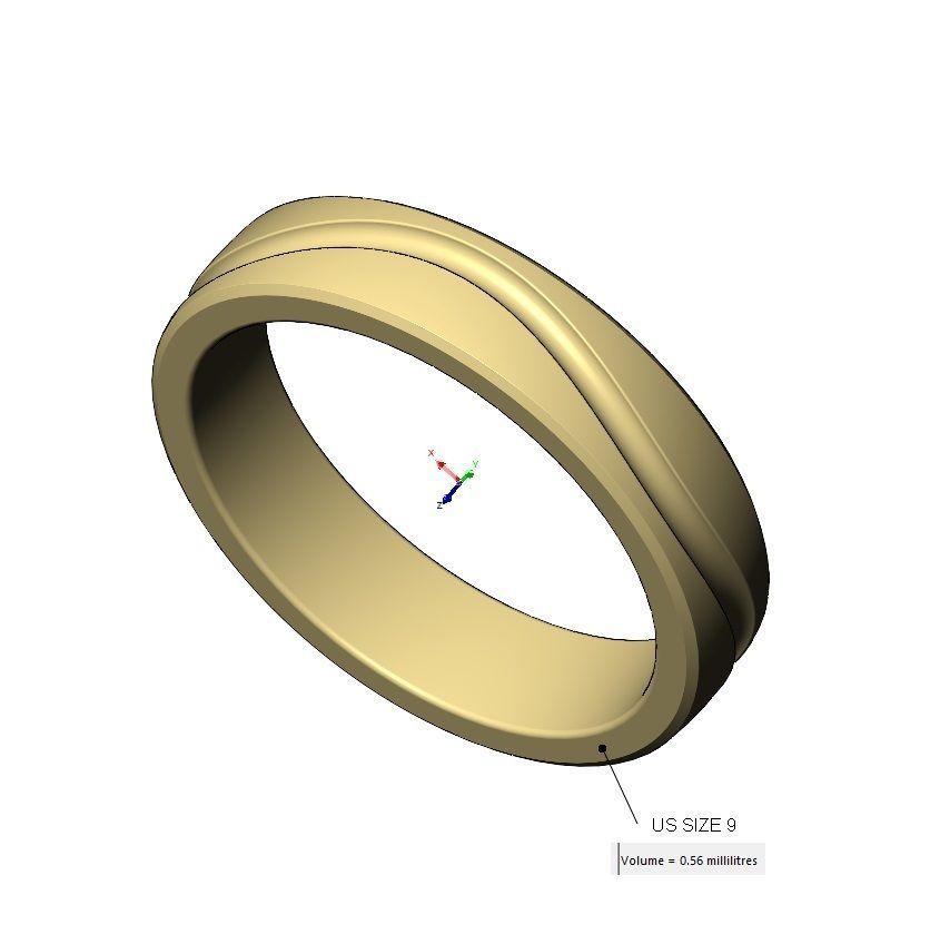 Curved groove fashion cigar band US sizes 6to9 3D model 3D printable ...