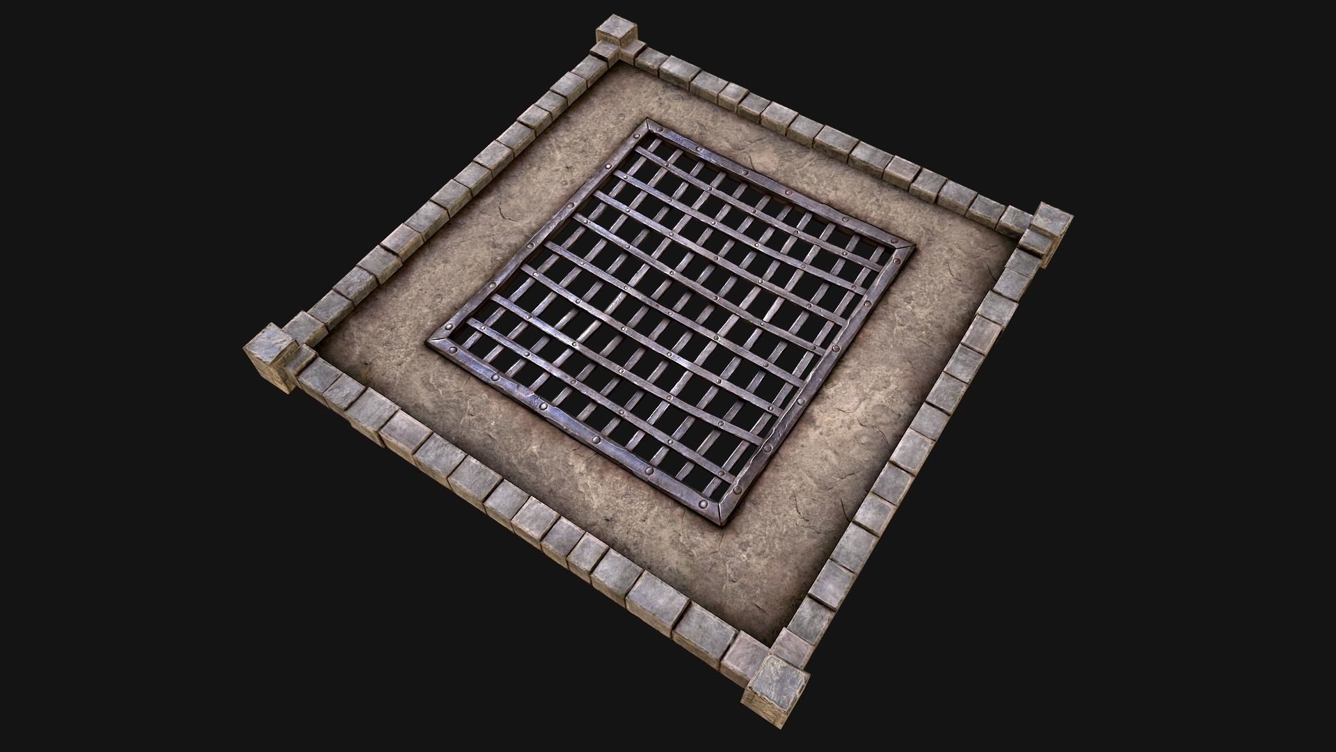 3D model Medieval Castle Roof with Prison Bars VR / AR / low-poly ...