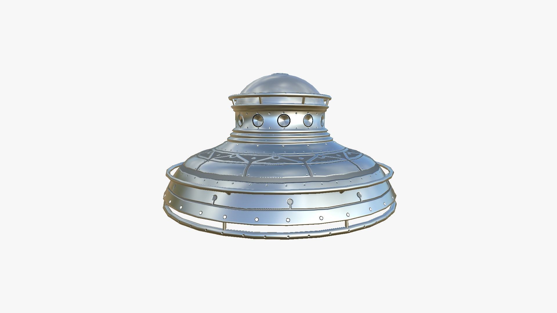 3D model Alien Spaceship UFO F02 Aluminum - Sci Fi Spacecraft Design VR ...