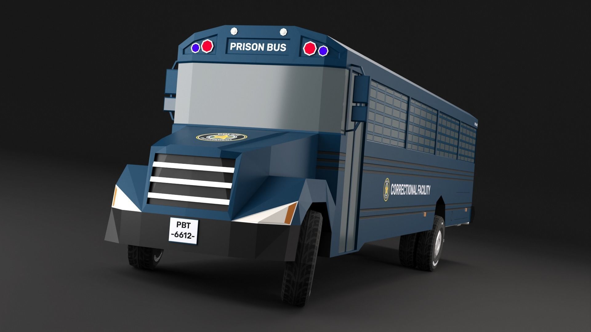 Police Correctional Bus Facility LowPoly 3D Model 3D model rigged ...