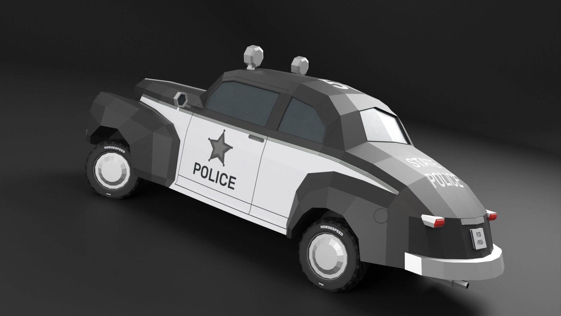 Police Car 1950 Low-poly 3D Model 3D model rigged | CGTrader