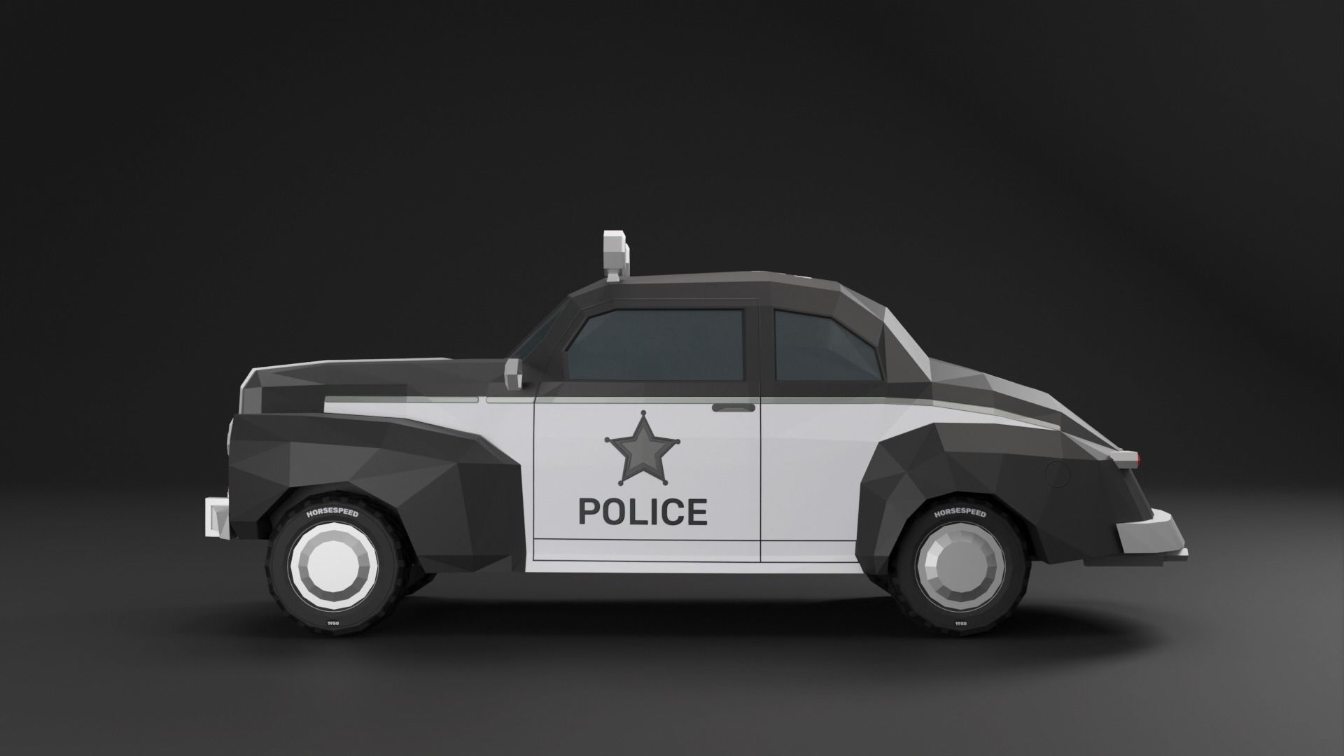 Police Car 1950 Low-poly 3D Model 3D model rigged | CGTrader