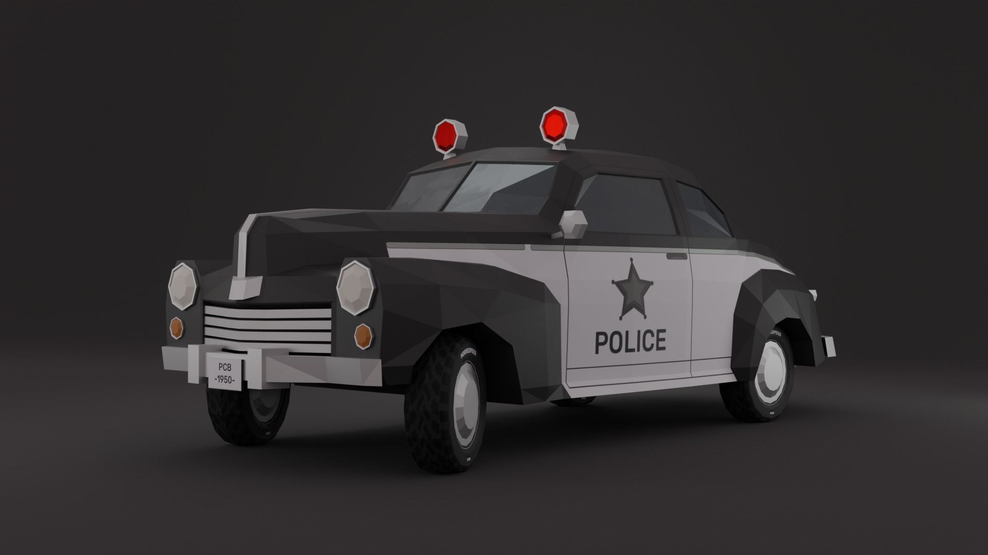 Police Car 1950 Low-poly 3D Model 3D model rigged | CGTrader