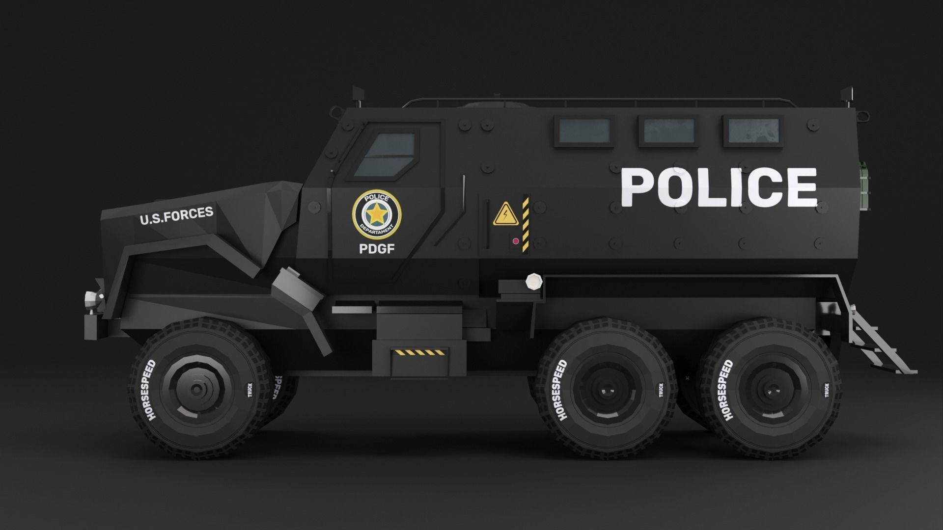 SWAT Truck Low-poly 3D Model 3D model rigged | CGTrader
