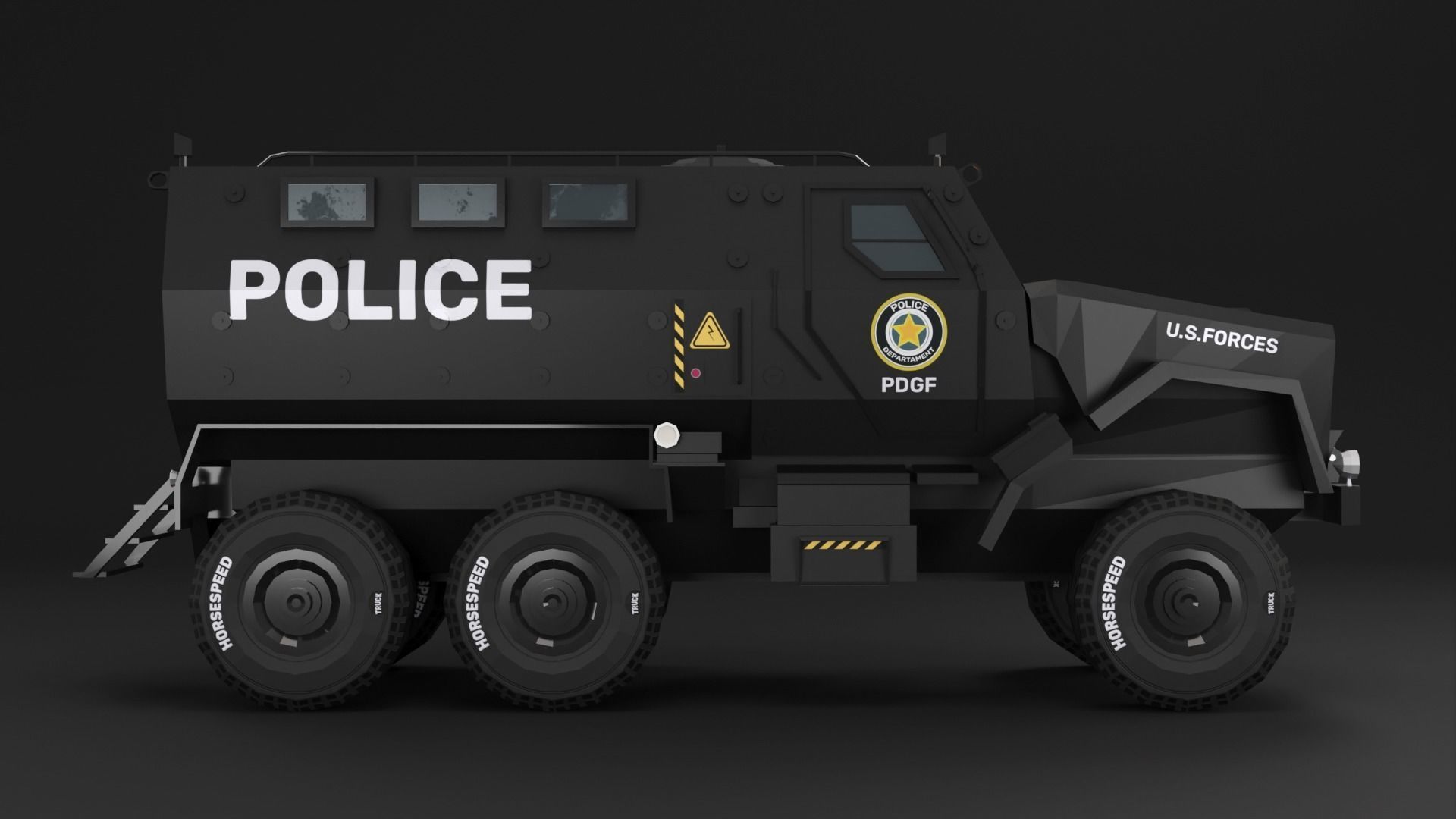 SWAT Truck Low-poly 3D Model 3D model rigged | CGTrader
