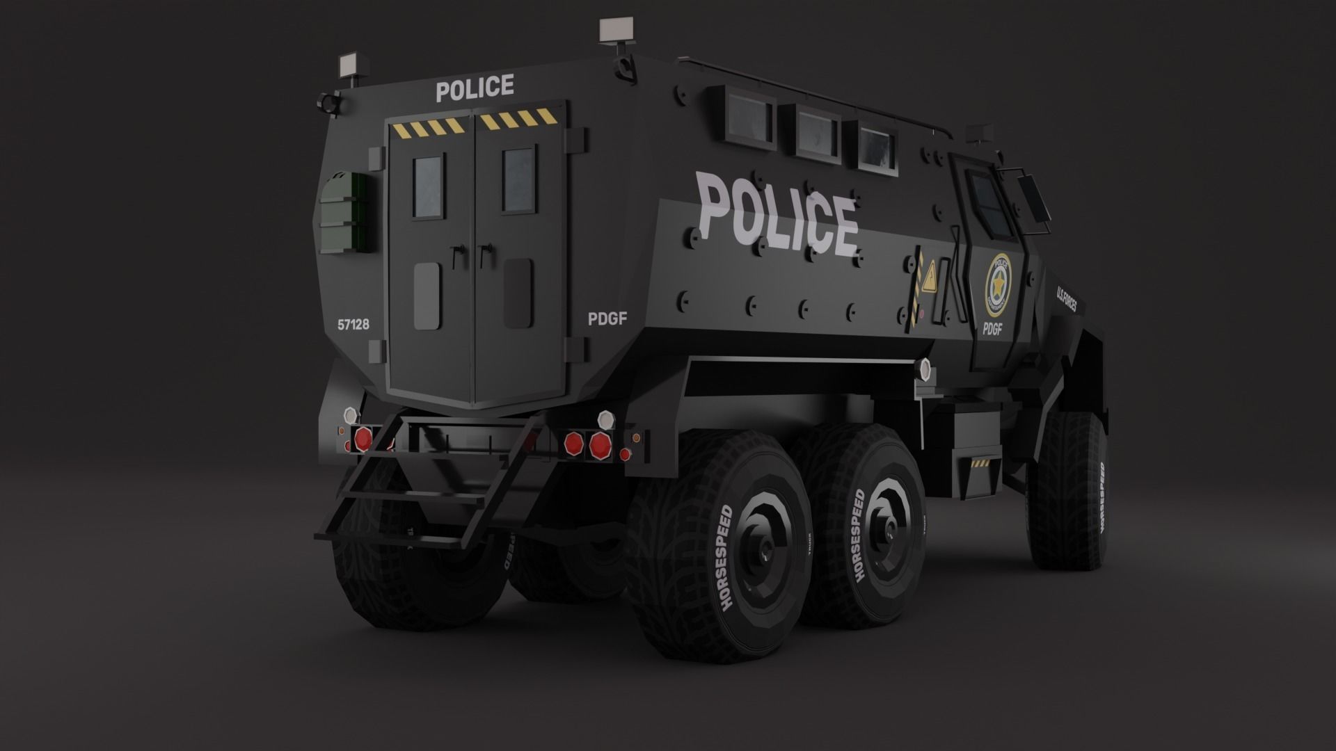 SWAT Truck Low-poly 3D Model 3D model rigged | CGTrader