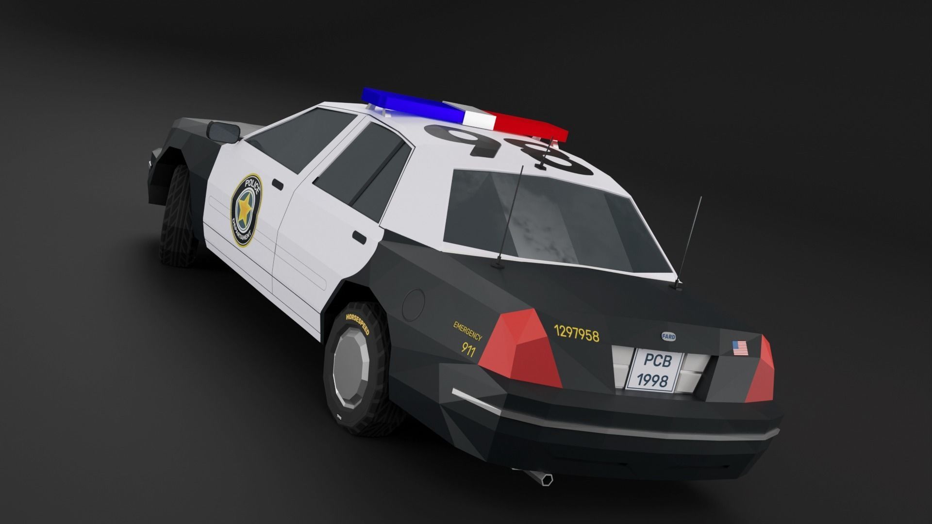 Police Car 1998 NY Low-poly 3D Model 3D model rigged | CGTrader