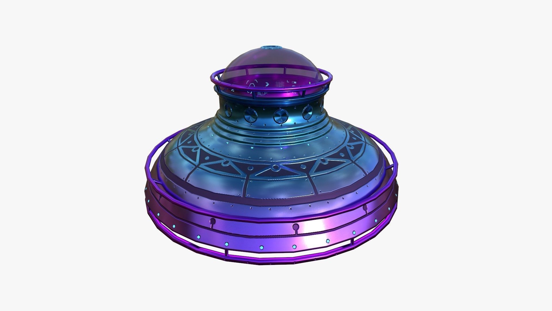 3D model Alien Spaceship UFO F04 Purple Blue - Sci Fi Spacecraft Design ...