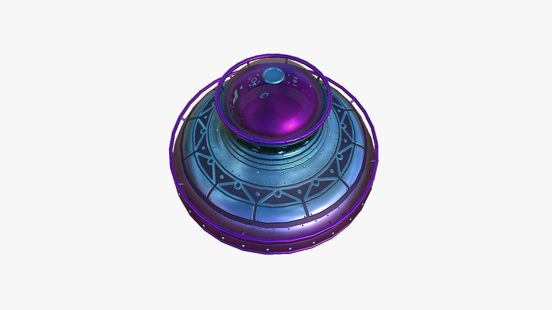 3D model Alien Spaceship UFO F04 Purple Blue - Sci Fi Spacecraft Design ...