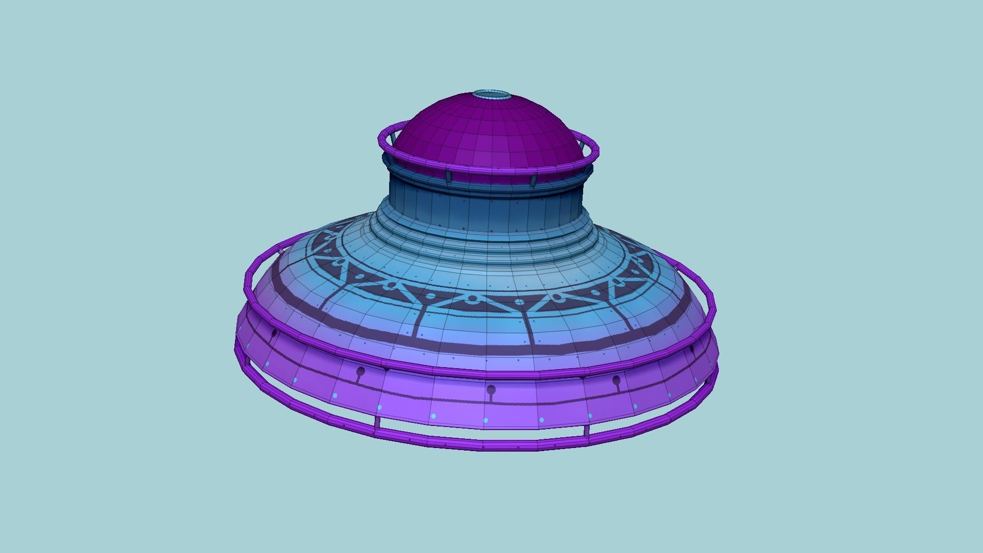 3D model Alien Spaceship UFO F04 Purple Blue - Sci Fi Spacecraft Design ...