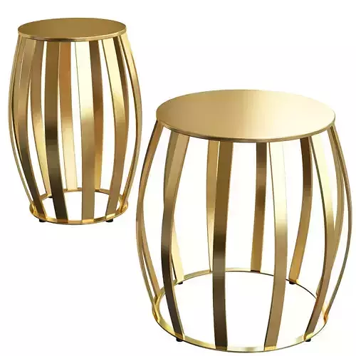 Gatsby Nest of Round Side Tables Gold 3D model | CGTrader