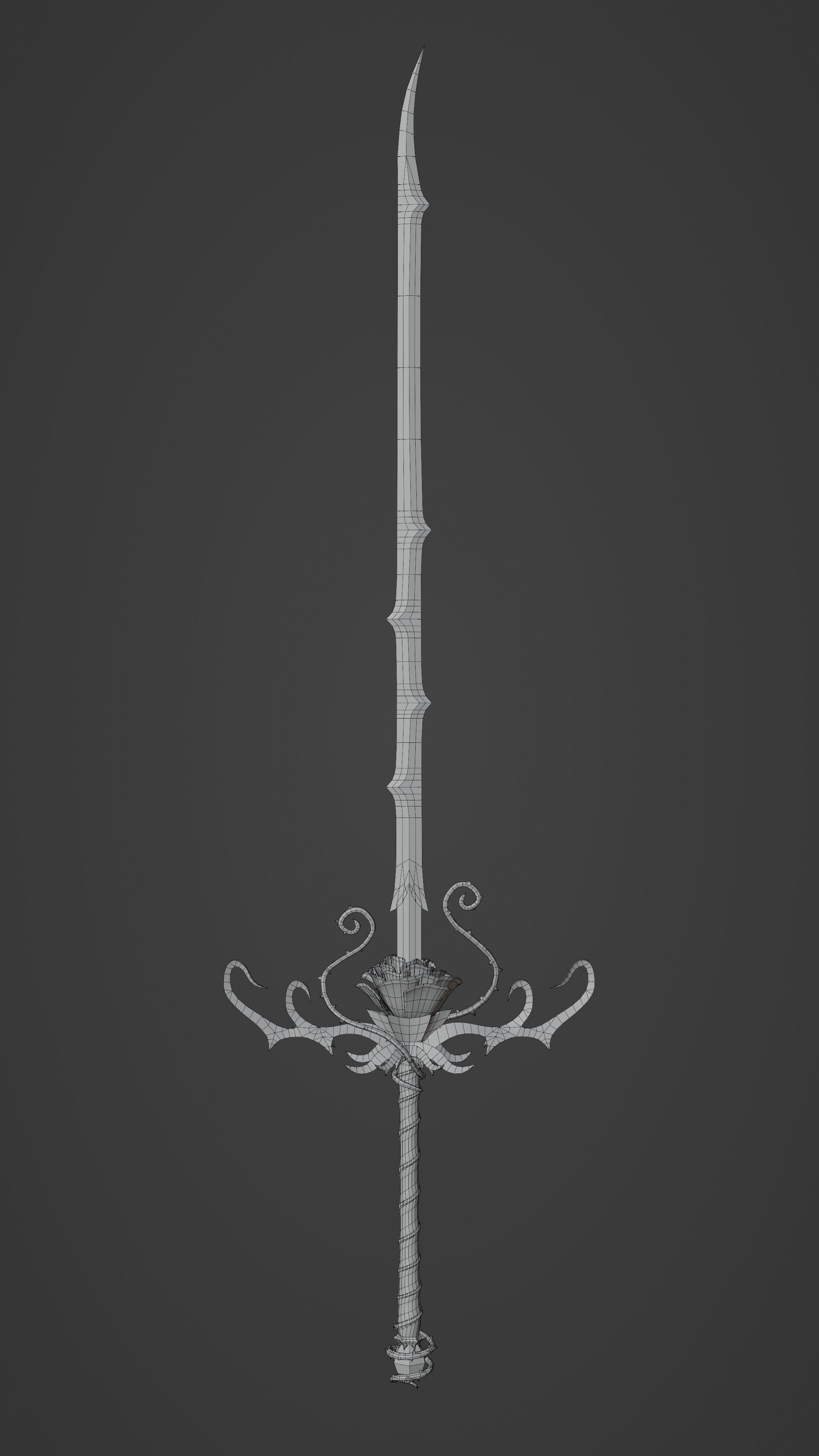 3D model Melee weapon made in the style of a rose game ready VR / AR ...