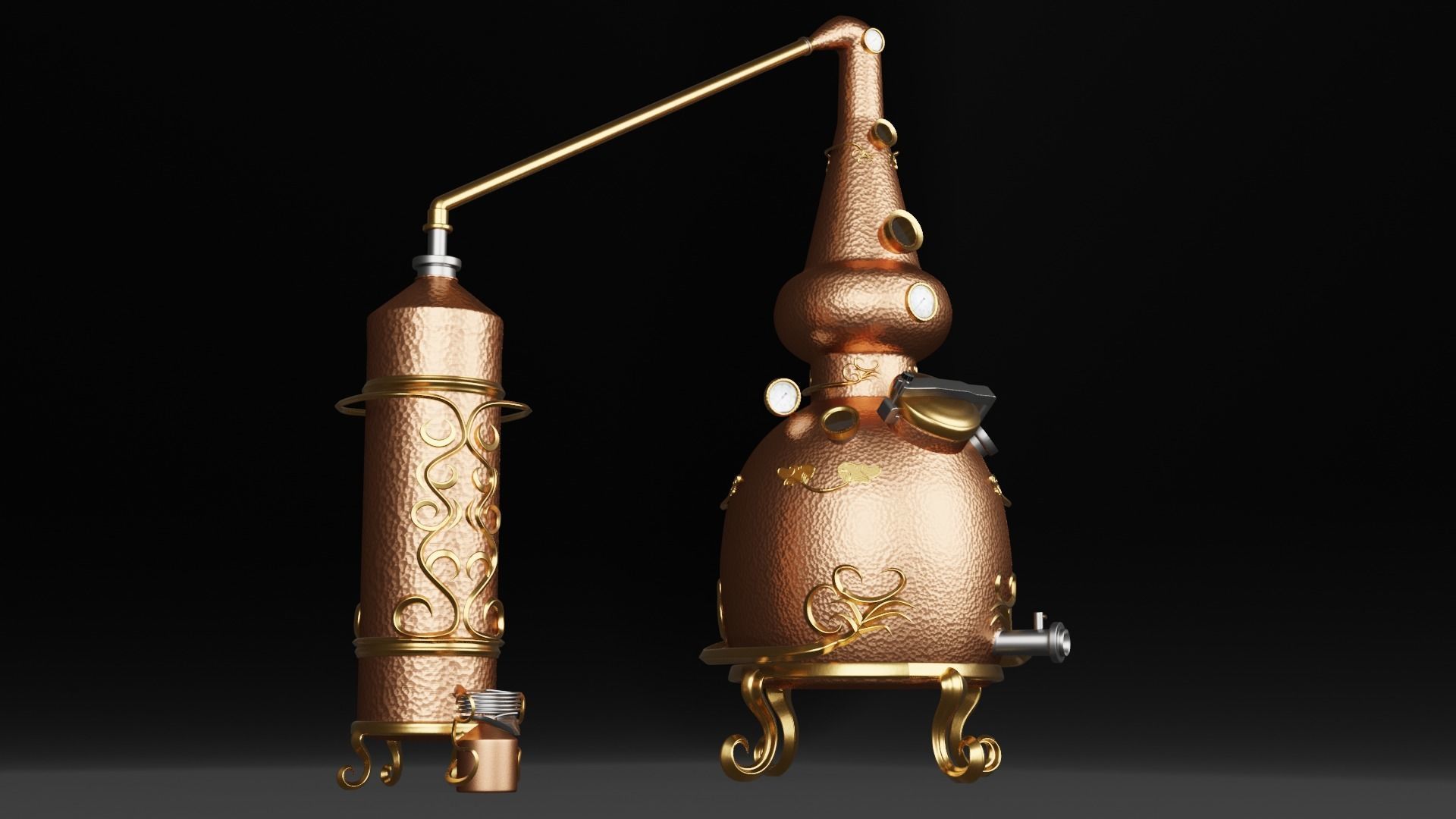 Copper Distillery Set 3D model | CGTrader