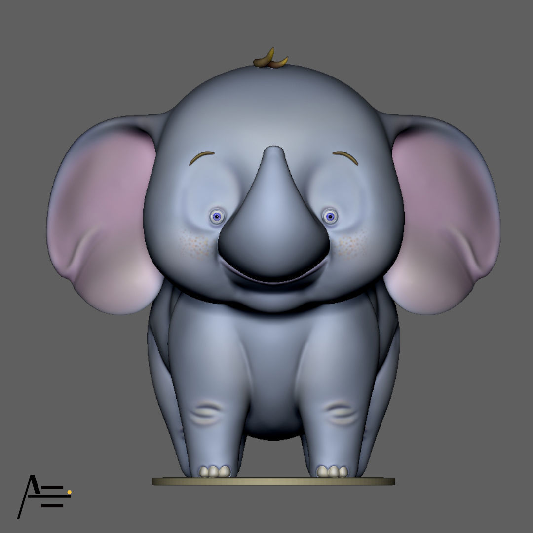 elepant cartoon 3D model 3D printable | CGTrader