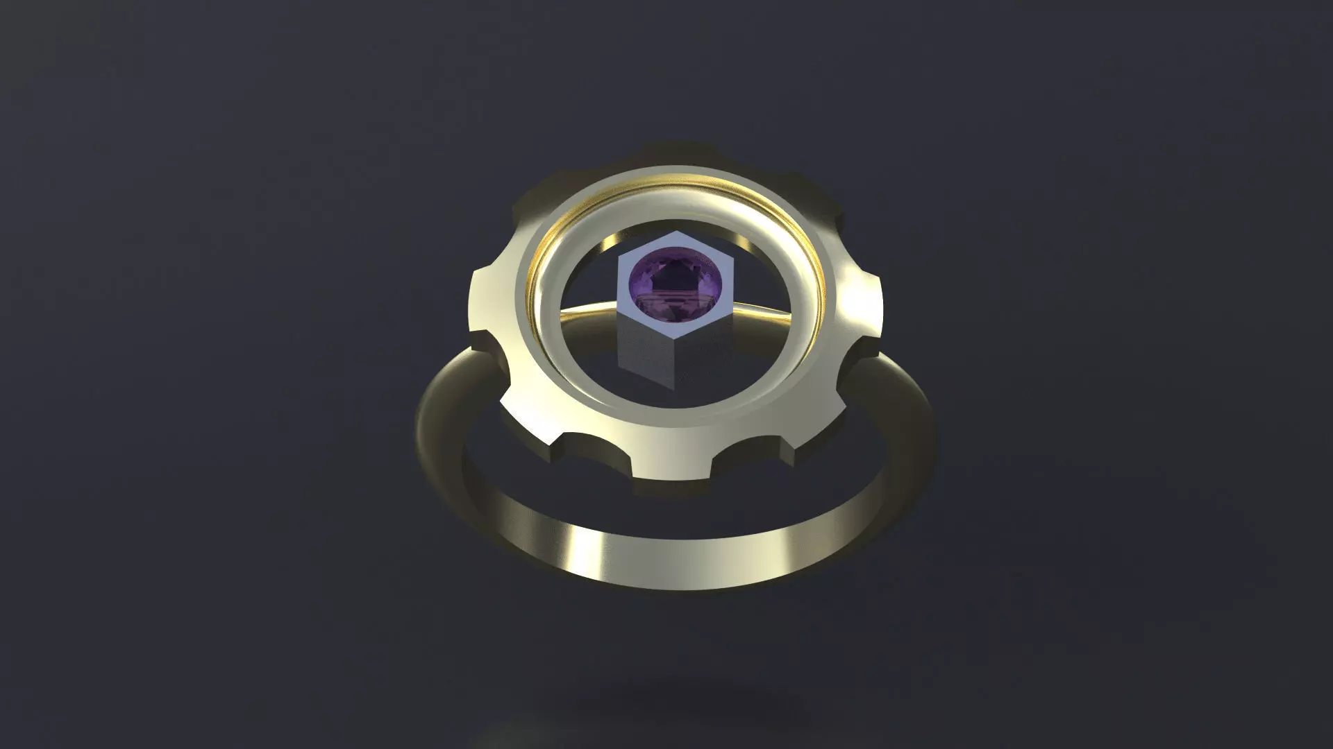 Clockkwork Ring with gem for CNC or 3D model 3D printable | CGTrader