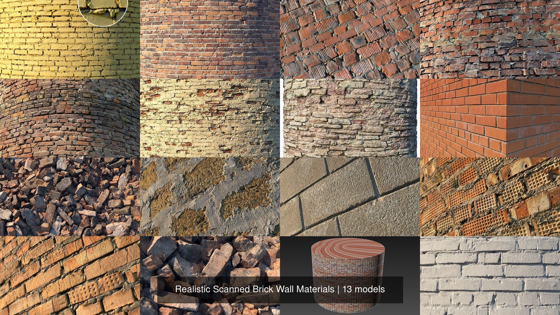 3D Model Collection Realistic Scanned Brick Wall Materials VR / AR ...