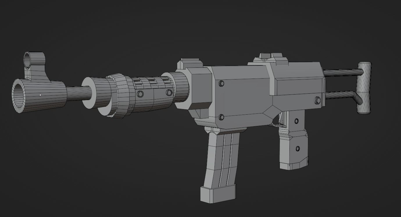 Machine gun LowPoly 3D model | CGTrader