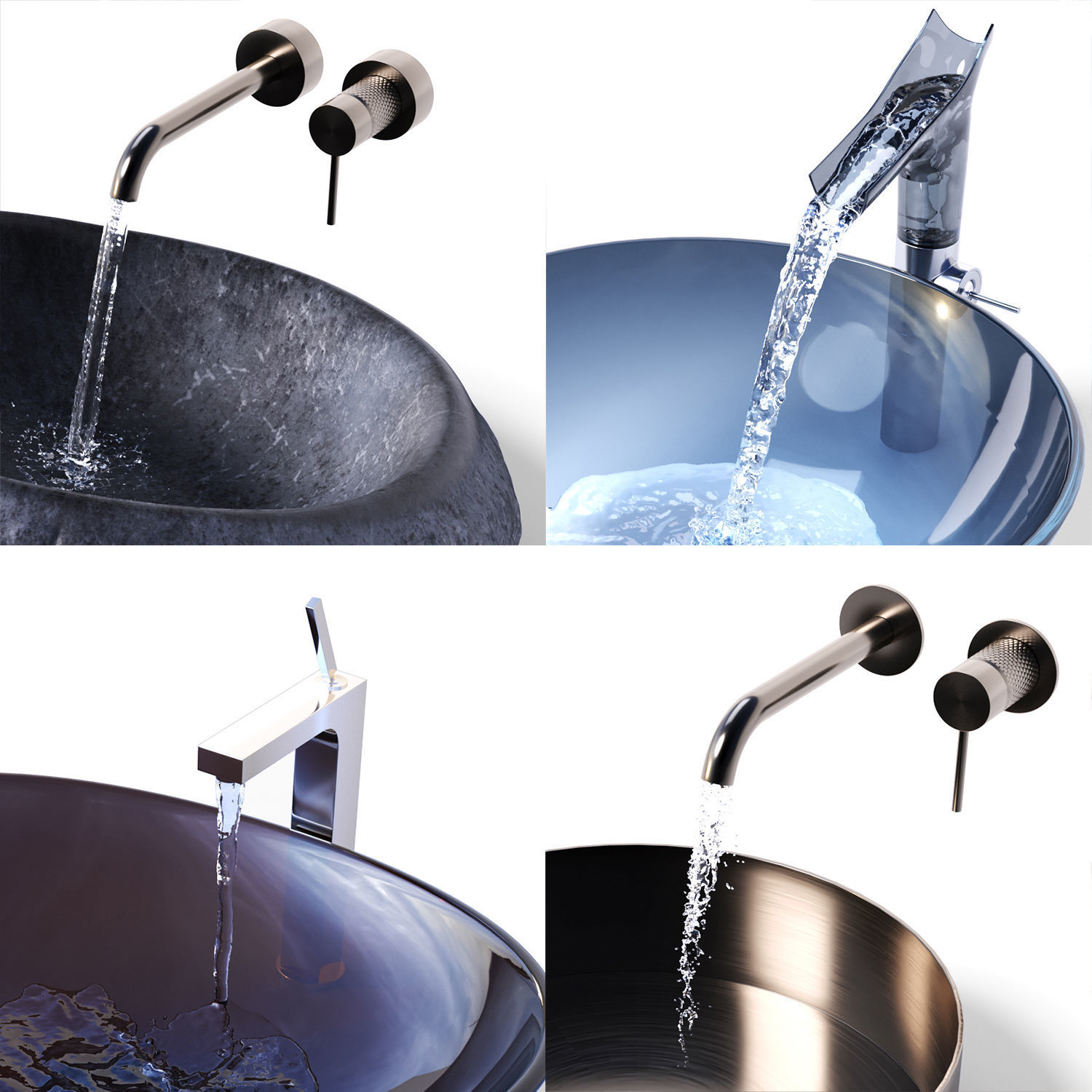 4 washing basins 3D model | CGTrader