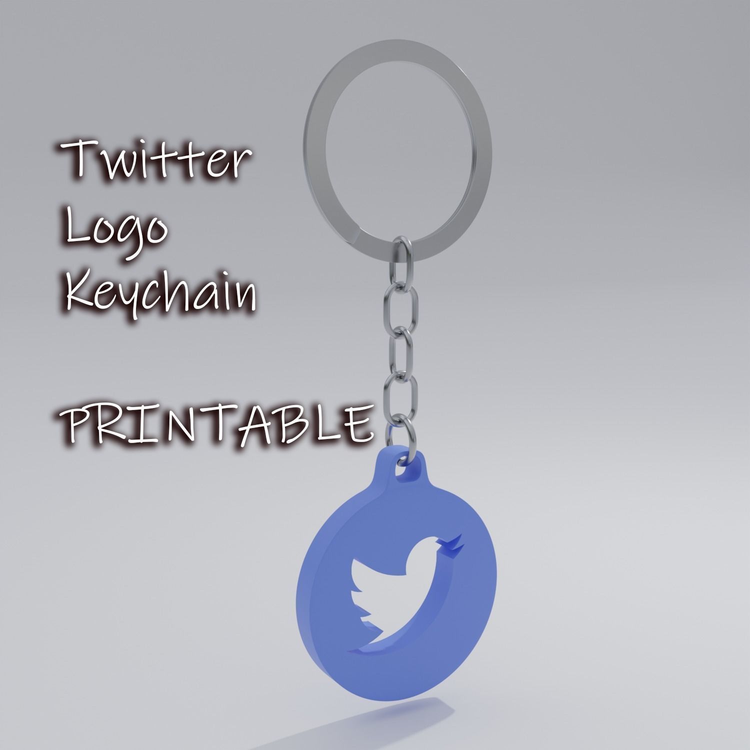 Twitter logo keychain for Print 3D model 3D printable | CGTrader