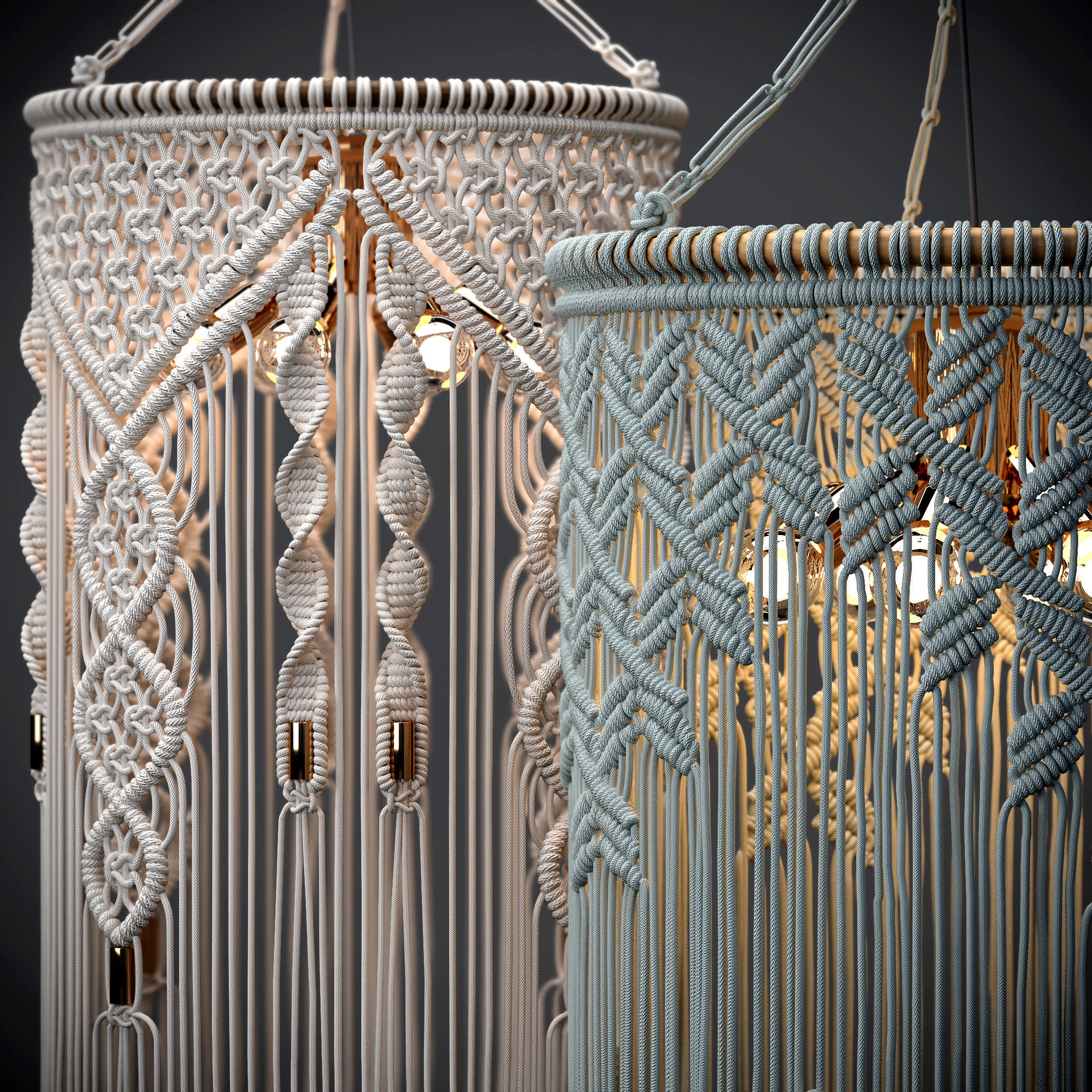 Macrame Pendant Lights 3D model | CGTrader