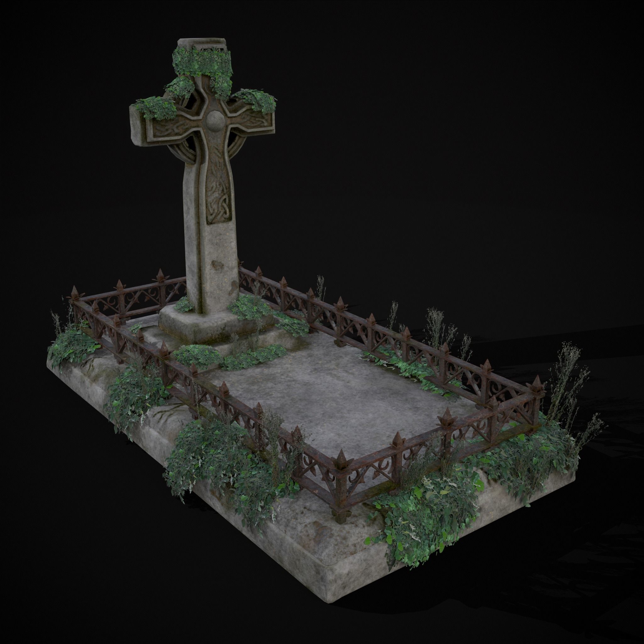 3D model Moss Stone Surface Burial Vault VR / AR / low-poly | CGTrader