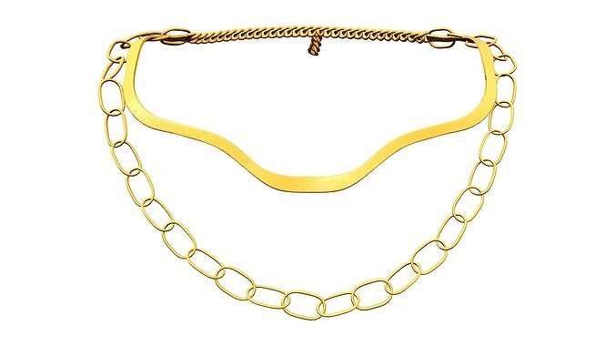 3D model Red Gold Chains Female Necklace VR / AR / low-poly | CGTrader