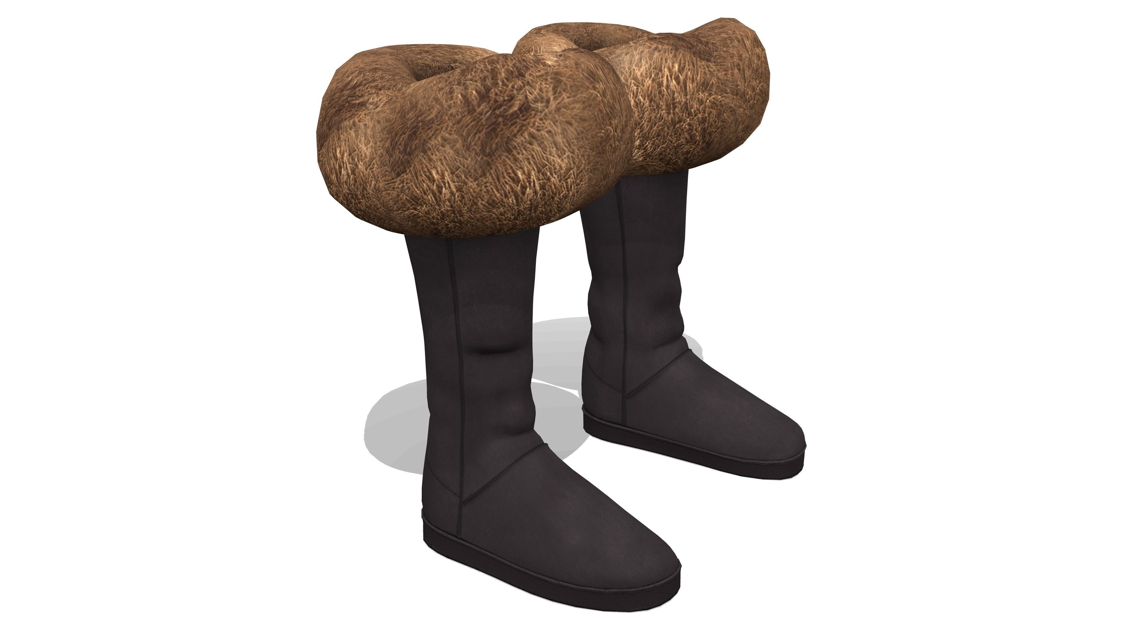 3D model Tall Ugg Boots With Fur Trim VR / AR / low-poly | CGTrader