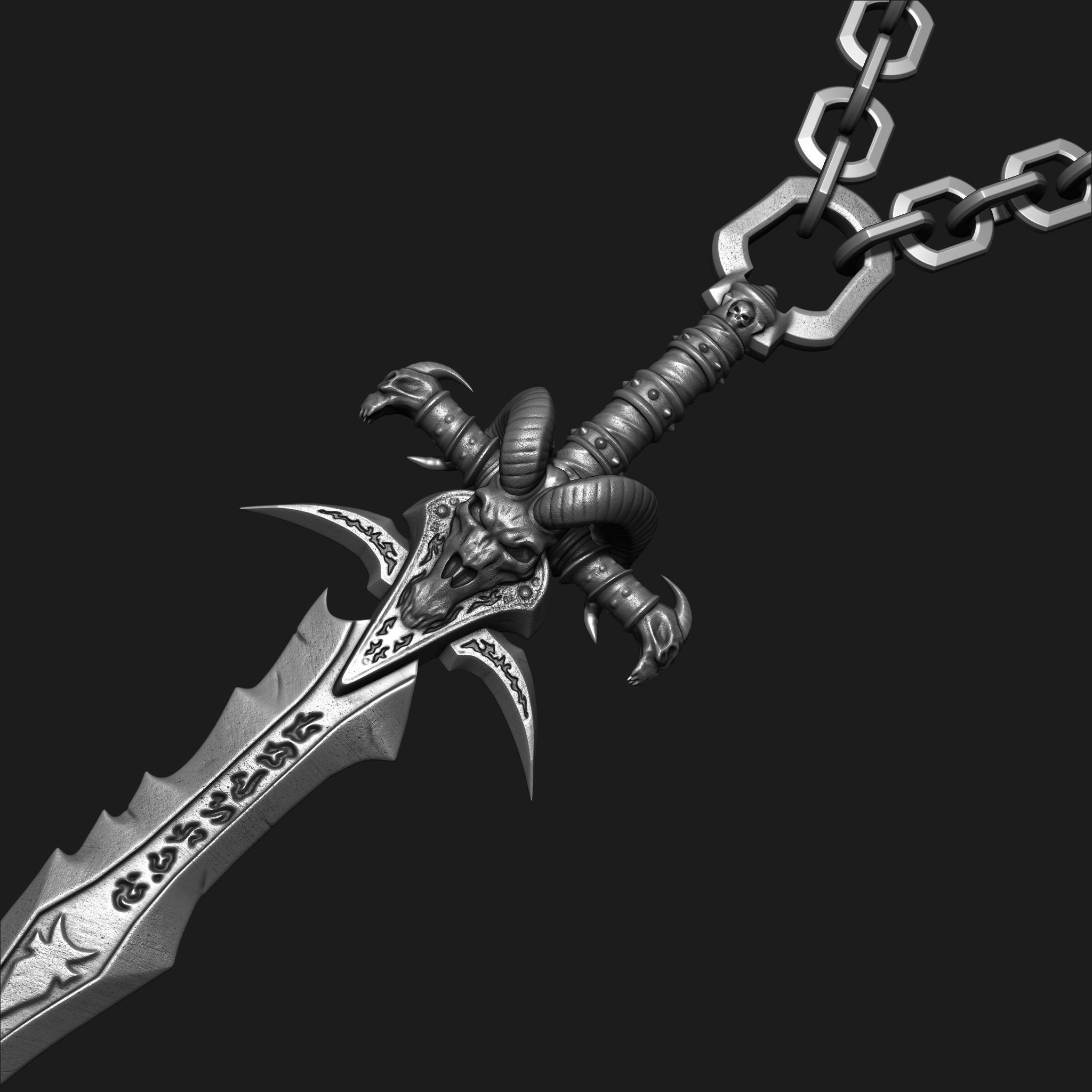 Frostmourne Pendant - Arthas the Lich King sword pendant 3D model 3D ...