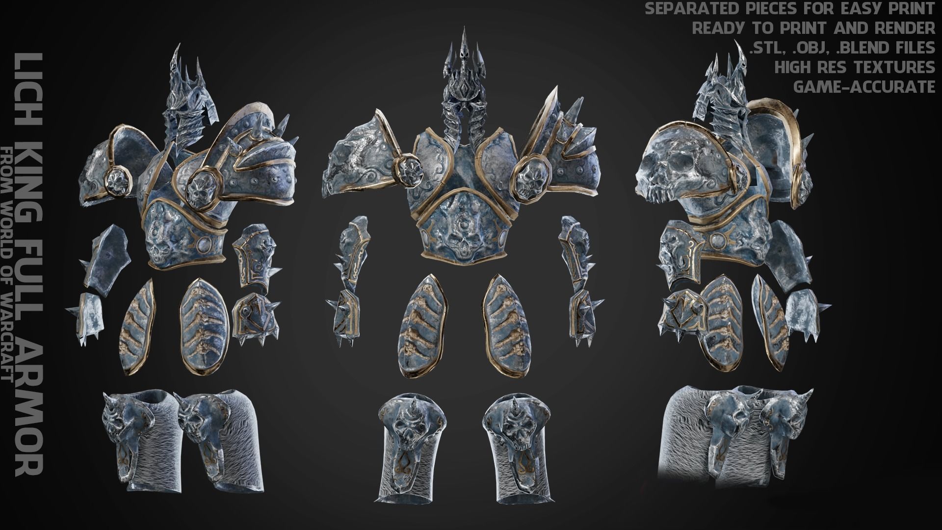 World of Warcraft Lich King Full Armor for Cosplay 3D model 3D ...