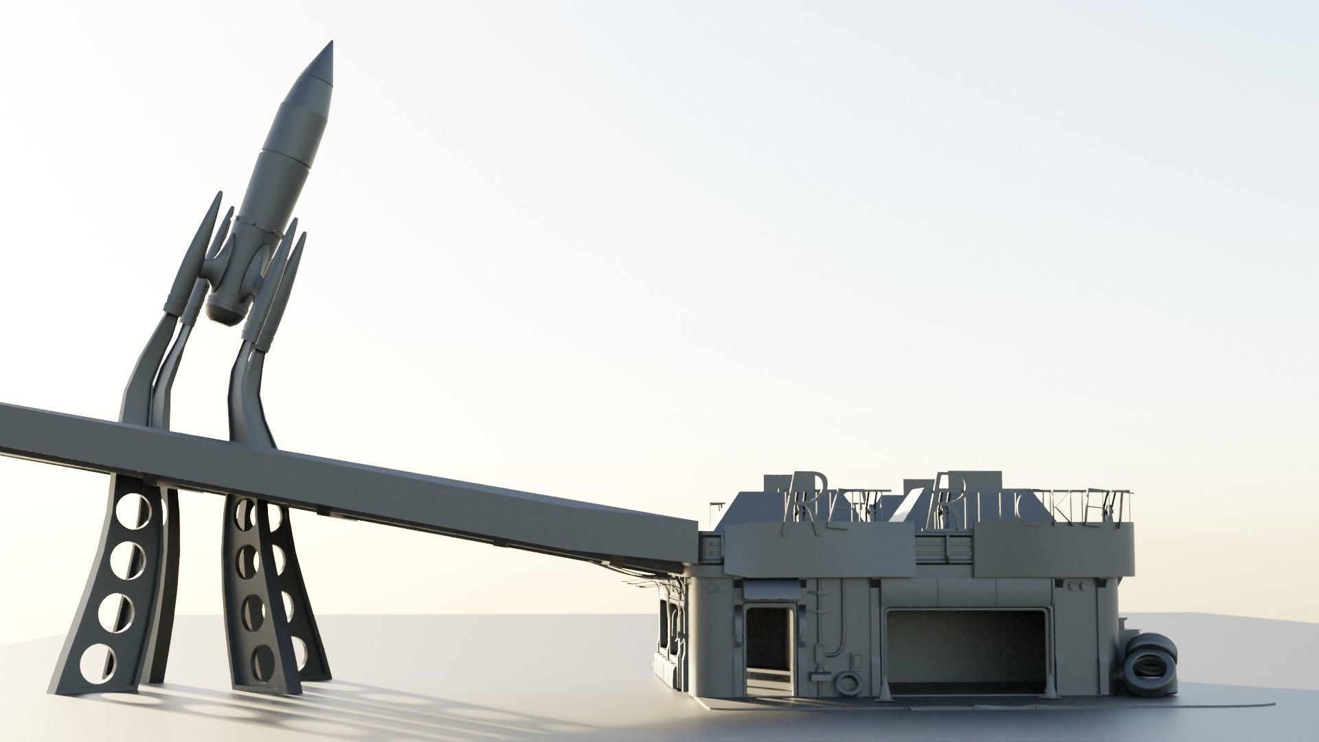 Red Rocket Gas Station Draft 3D model | CGTrader