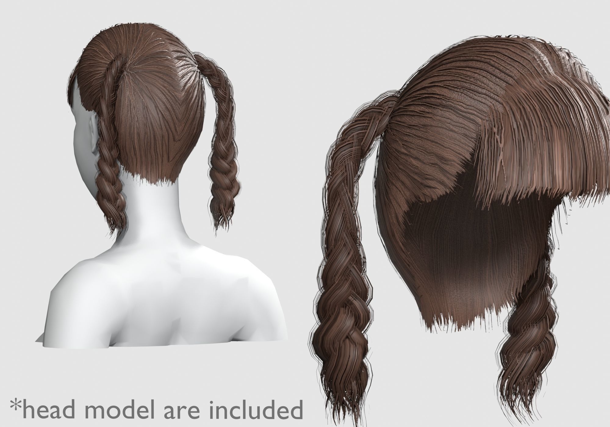 3D model Straight Braids Hairstyle V9078 VR / AR / low-poly | CGTrader