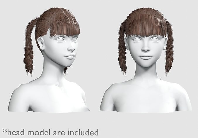 3D model Straight Braids Hairstyle V9078 VR / AR / low-poly | CGTrader