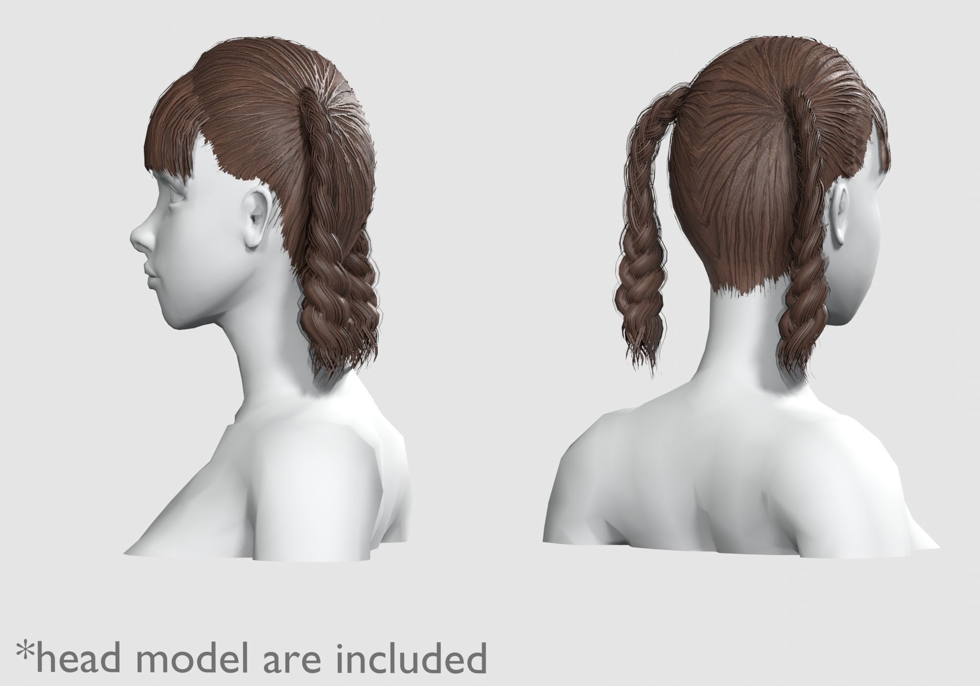 3D model Straight Braids Hairstyle V9078 VR / AR / low-poly | CGTrader