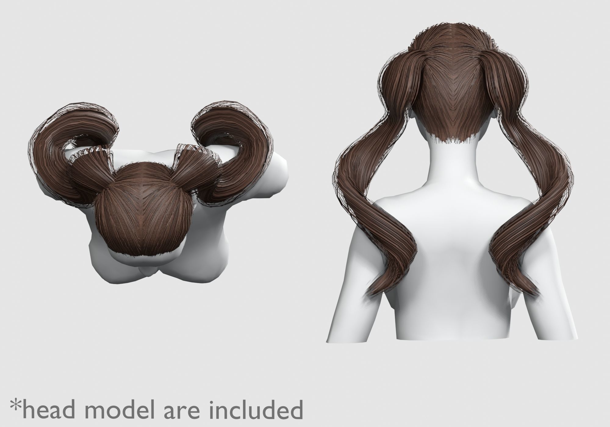 3D model Pigtails Tight Hairstyle V8228 VR / AR / low-poly | CGTrader